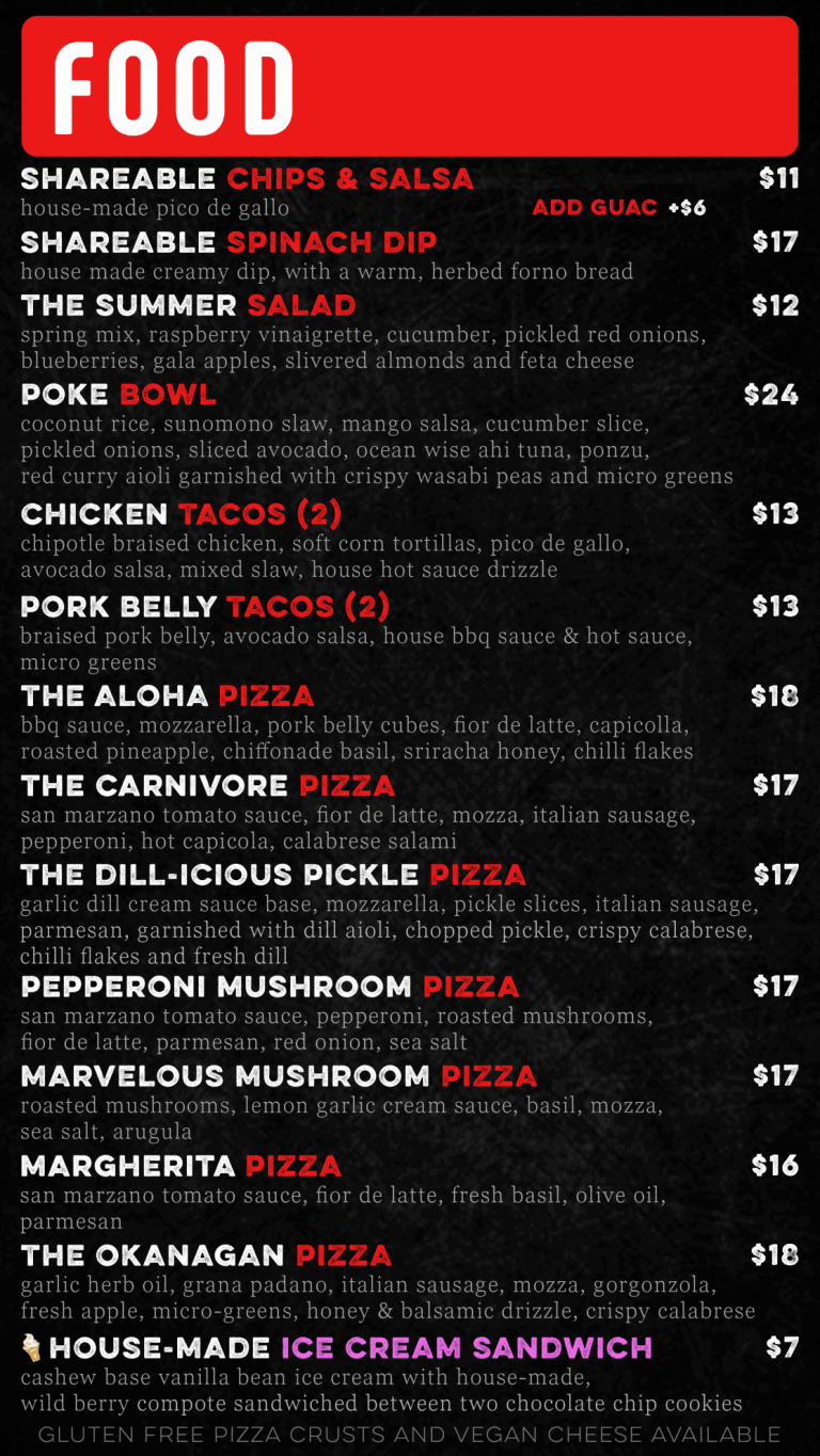 Menu - Red Bird Brewing